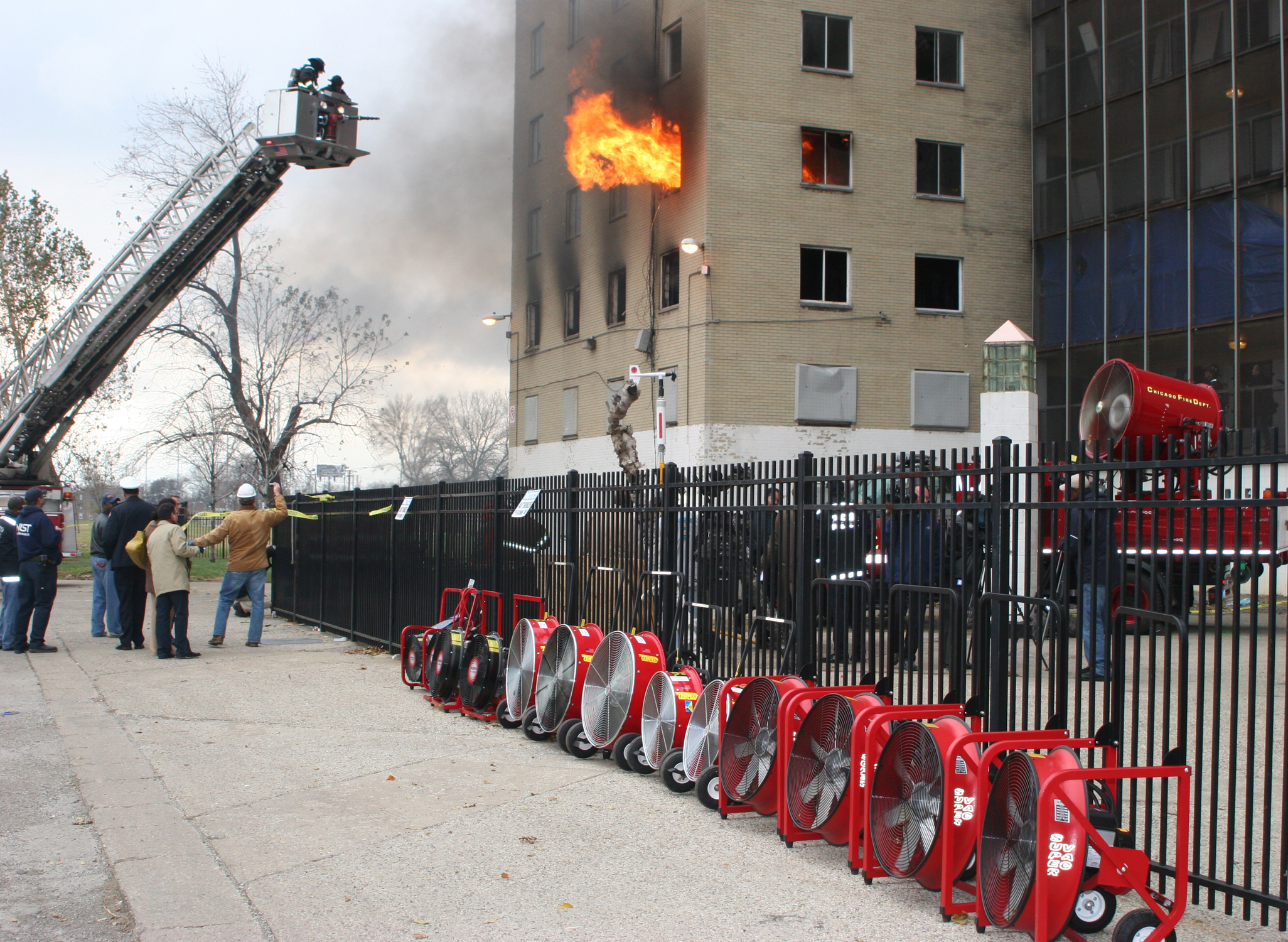 High-Rise Fire Test; Positive Pressure Ventilation Fans