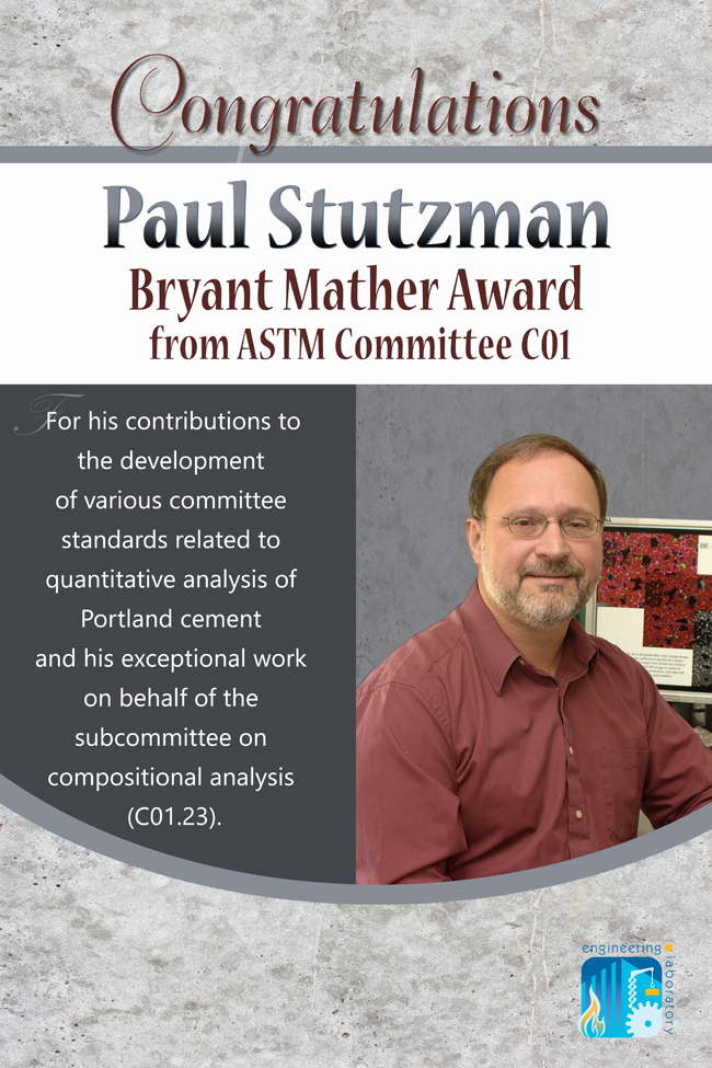 Paul Stutzman Receives the Bryant Mather Award from ASTM Committee C01 ...