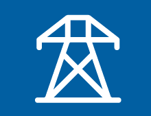 Utilities Outage ICON blue square with power line image
