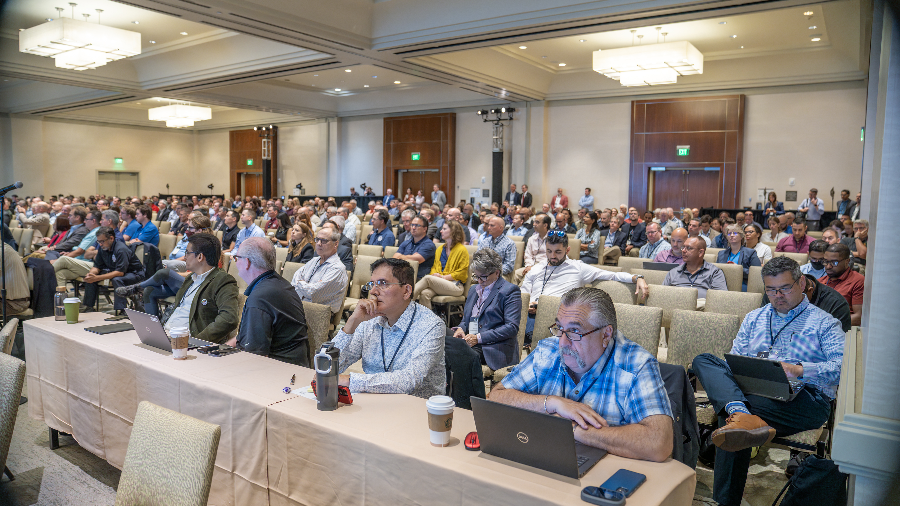 Attendees listen during one of the 5x5 keynotes.