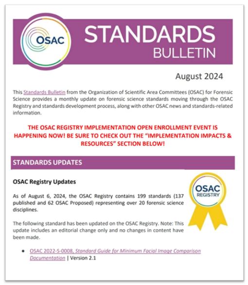 OSAC Standards Bulletin - August 2024 | NIST
