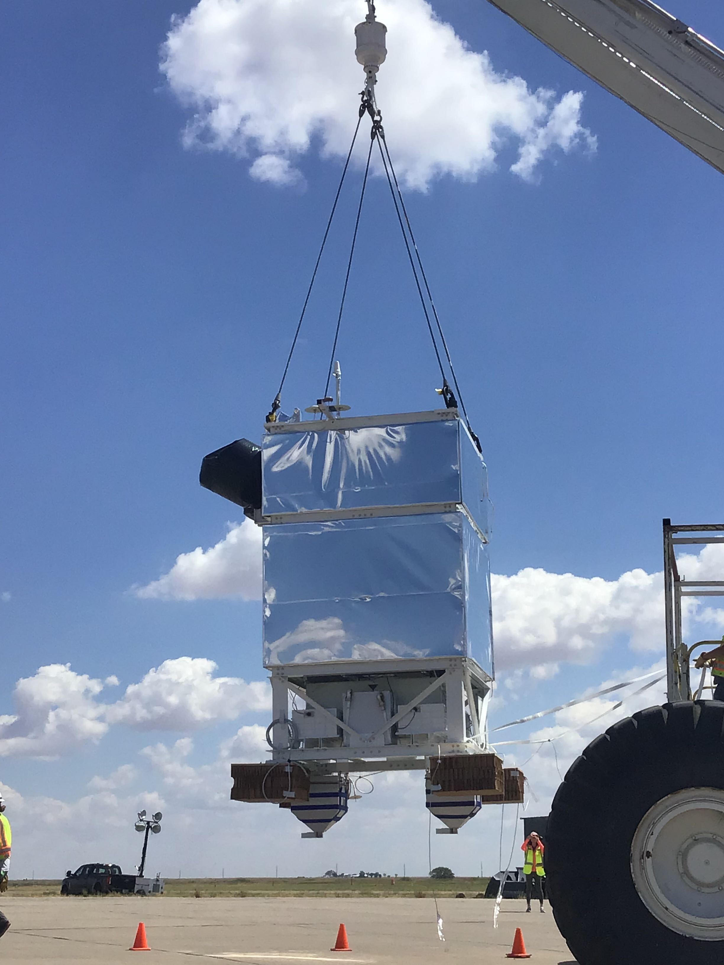 TES detector box hanging from balloon