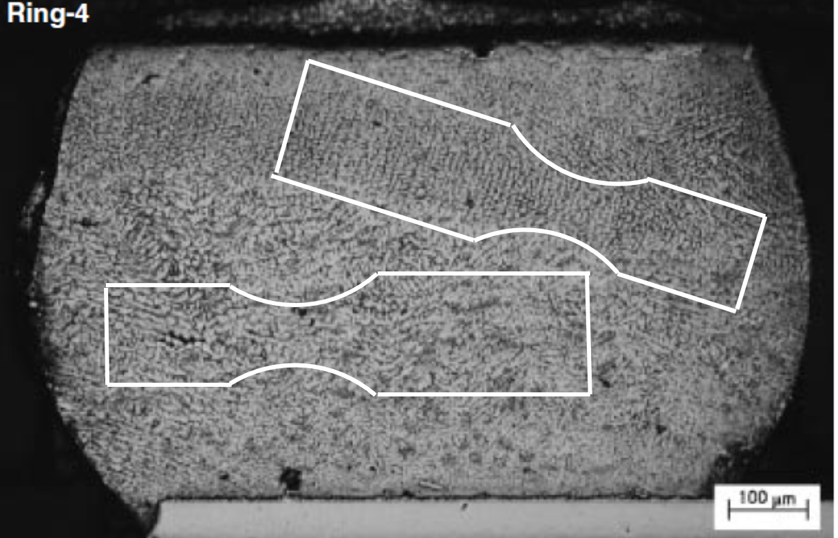Cross section of a SAC solder joint in a BGA