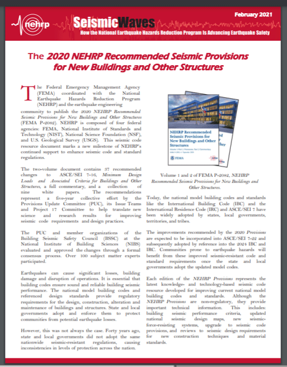 The 2020 NEHRP Recommended Seismic Provisions for New Buildings and ...