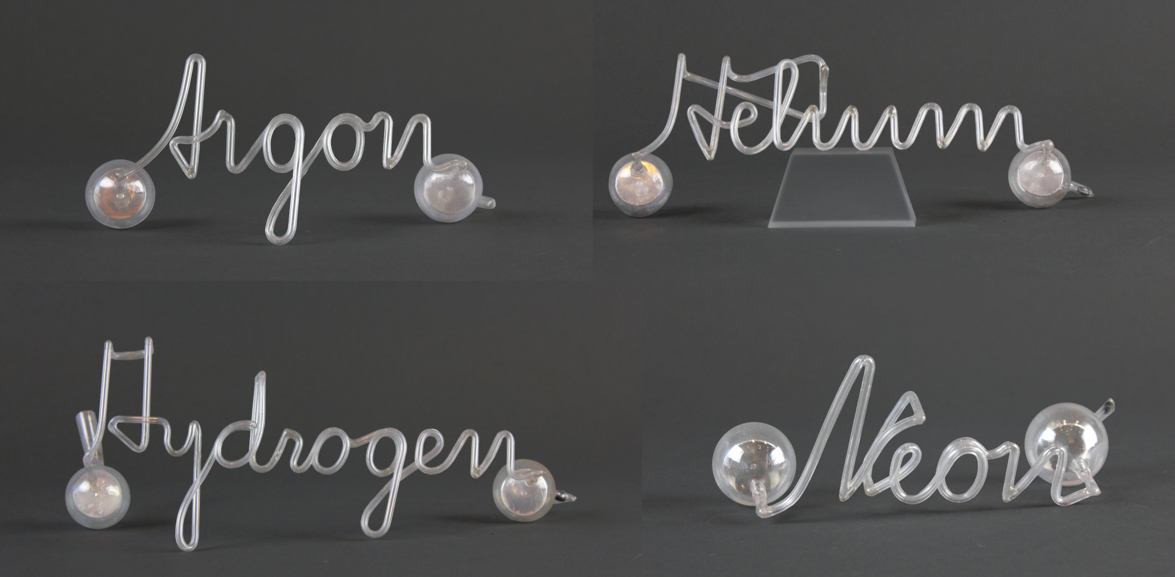 Argon, Helium, Hydrogen, and Neon luminous script signs designed by ...