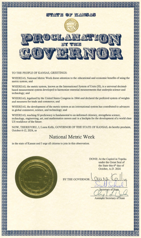 2024 Kansas Metric Week Proclamation
