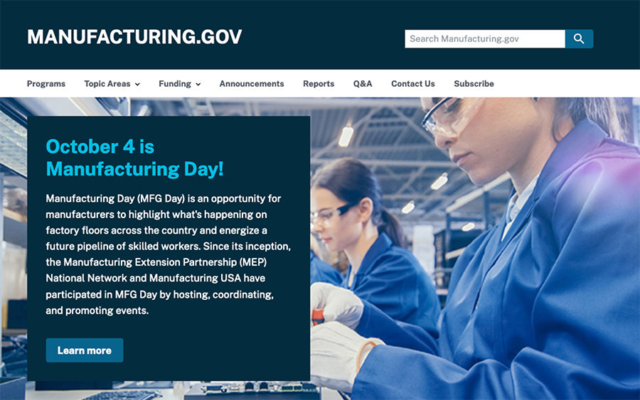 Enhanced Manufacturing.gov Website Launched on Manufacturing Day | NIST