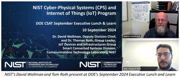 NIST Leaders Overview CPS and IoT Program at DOE Executive Lunch and ...