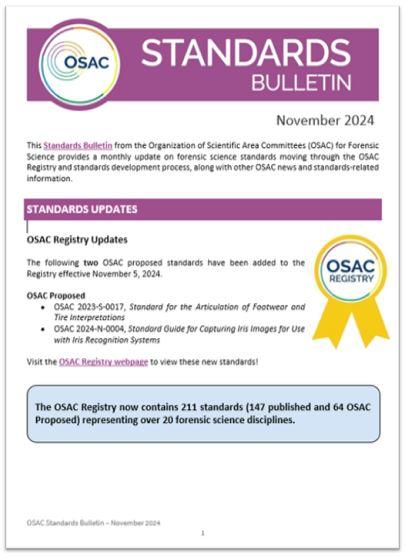 OSAC Standards Bulletin - November 2024 | NIST
