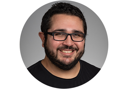 Nick Derimow, circular headshot