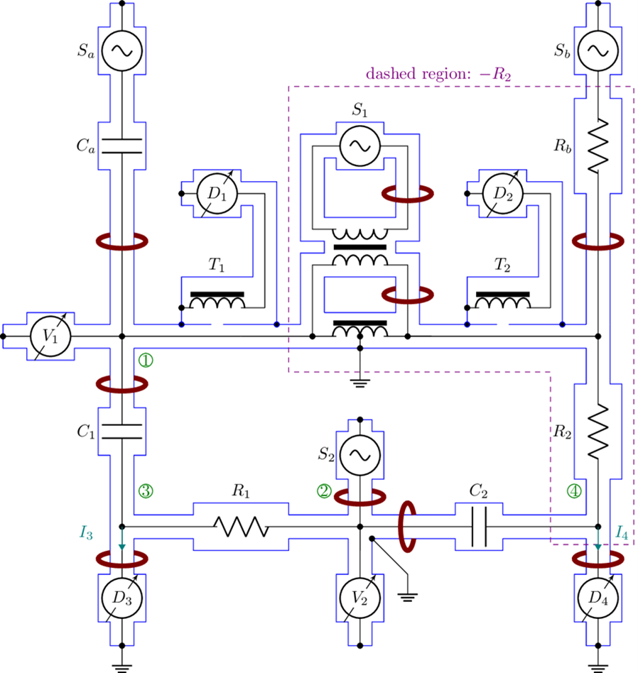 Schematic of four-arm digital impedance bridge