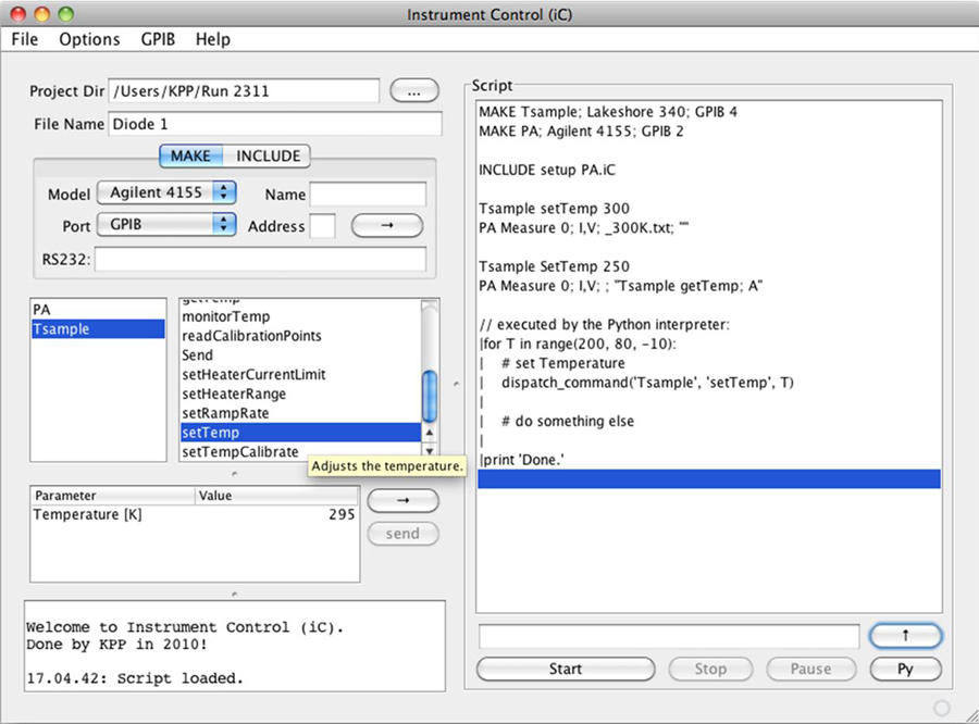 Screenshot of the iC user interface.